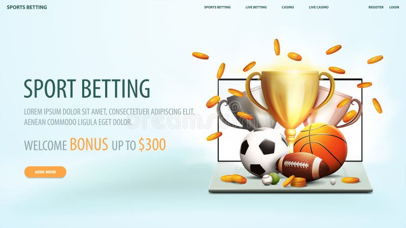 Sport Betting, White Web Banner with Interface Elements, Laptop and ...