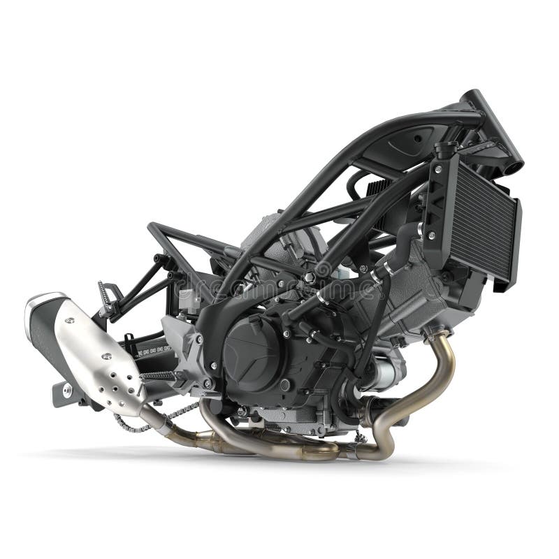 Sport Bike Engine 3d Illustration on White Background Isolated Stock ...