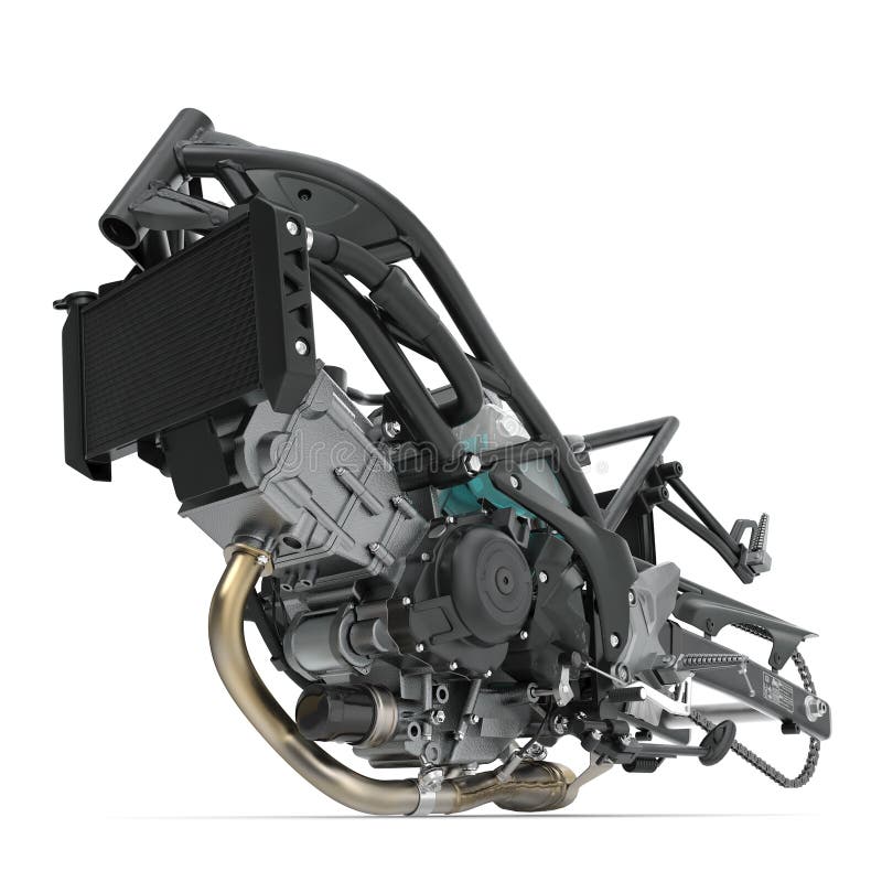 Sport Bike Engine 3d Illustration on White Background Isolated Stock ...