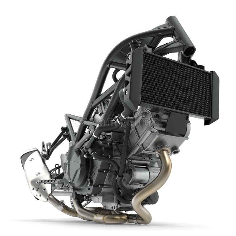 Sport Bike Engine 3d Illustration on White Background Isolated Stock ...