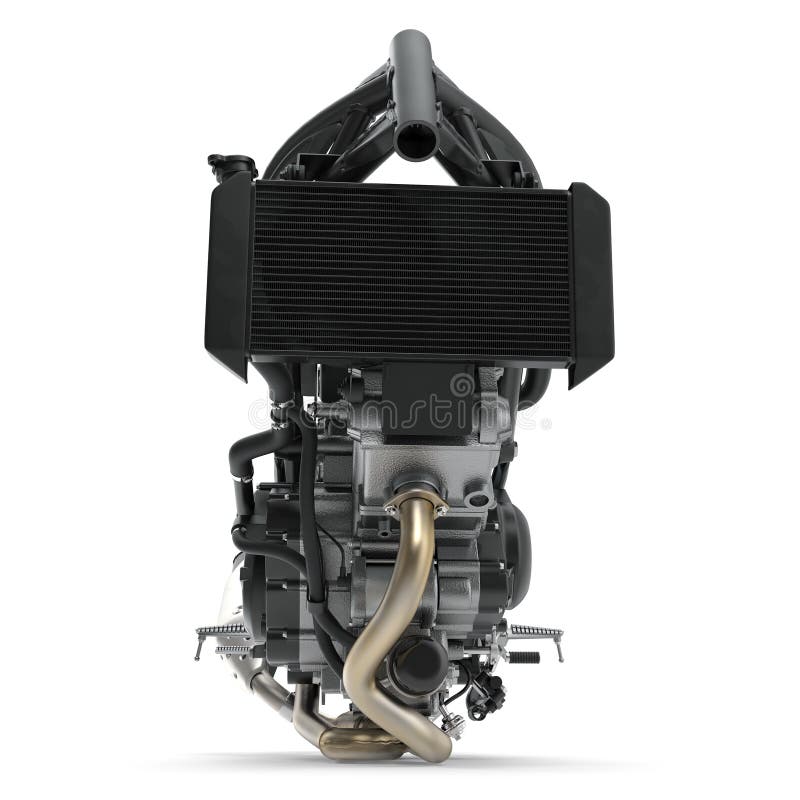 Sport Bike Engine 3d Illustration on White Background Isolated Stock ...