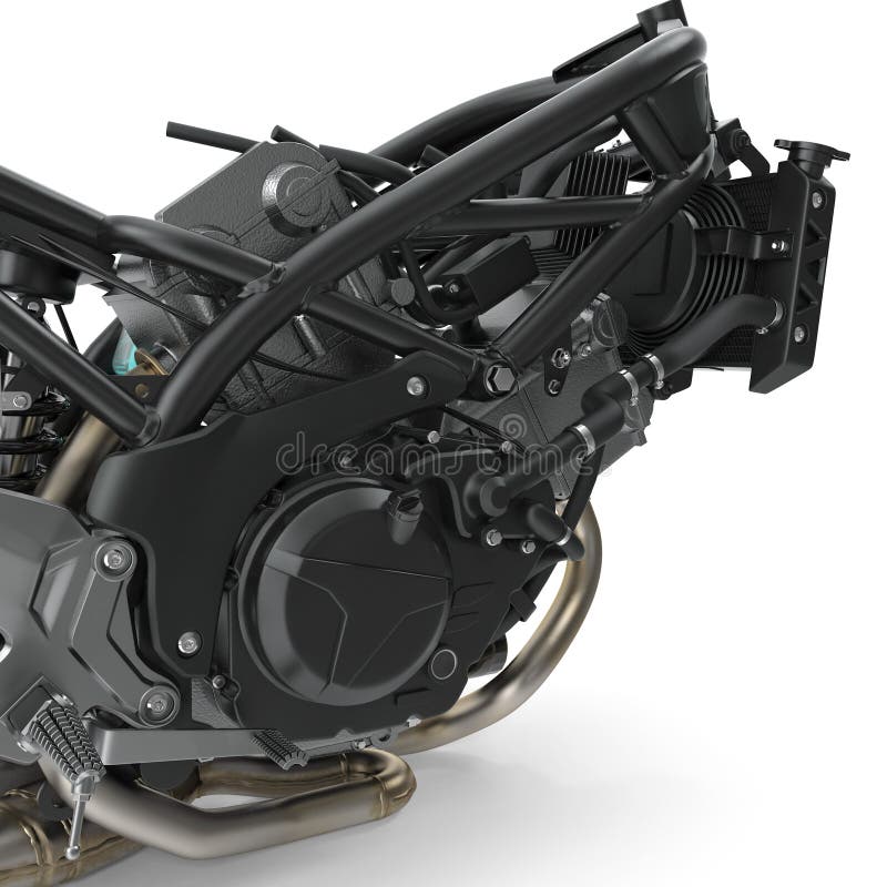 Sport Bike Engine 3d Illustration on White Background Isolated Stock ...