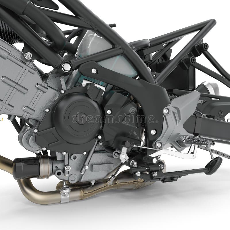 Sport Bike Engine 3d Illustration on White Background Isolated Stock ...