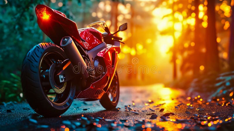 Sport Bike in Nature Wallpaper Stock Illustration - Illustration of ...