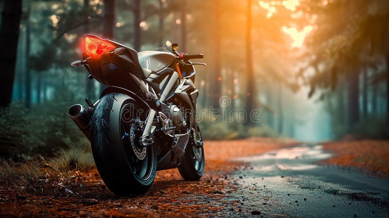 Sport Bike in Nature Wallpaper Stock Illustration - Illustration of ...