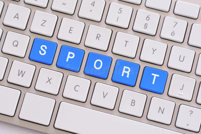 Sport in Blue on White Keyboard Stock Image - Image of blue, english ...