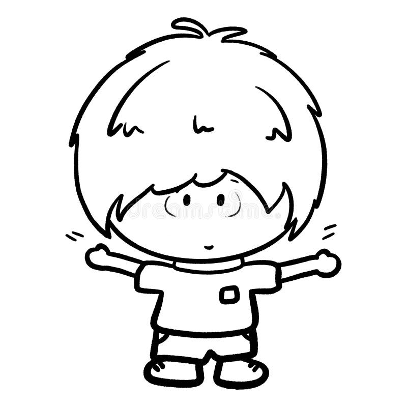 Little Boy Opens Arms Outline Drawing, Outstretched Arms Kid Cartoon ...