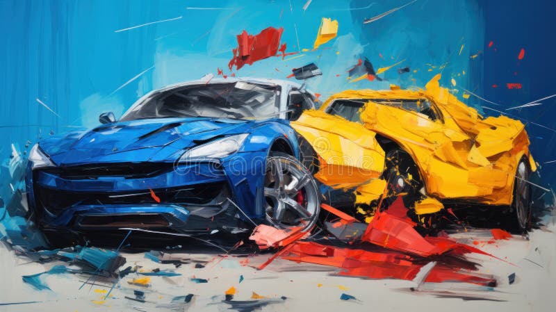 Sport Car Crash Dangerous Accident on the Road. Stock Photo - Image of ...