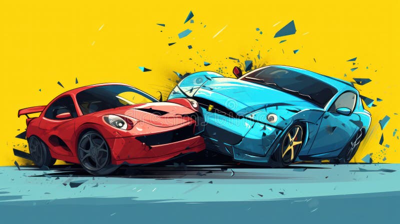 Sport Car Crash Dangerous Accident on the Road. Stock Illustration ...