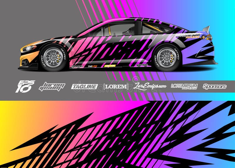 Sport Car Decal Wrap Illustration. Abstract Stripe Racing Stock Vector ...