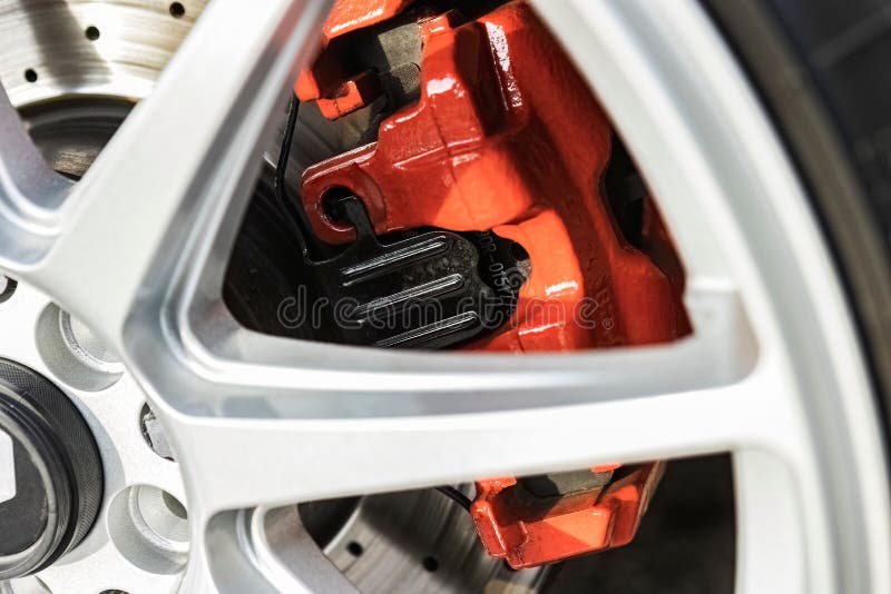 Sport Car Disc Brake Caliper Stock Image - Image of bolt, metallic ...