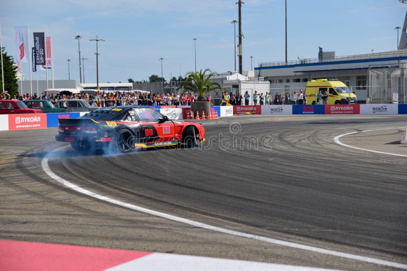 Sport Car Drift in Front of the Audience. Editorial Image - Image of ...