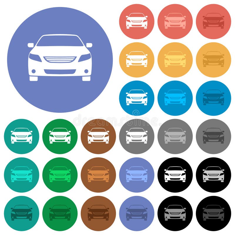 Sport Car Front View Round Flat Multi Colored Icons Stock Vector ...