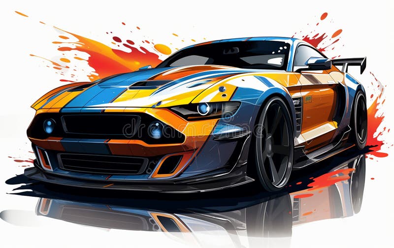 Sport Car Gaming Mixed Colour White Background -Generative Ai Stock ...