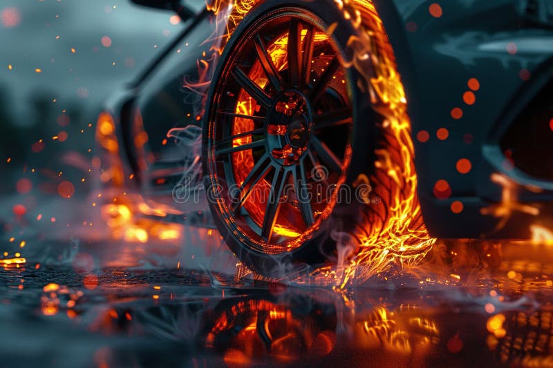 Sport Car S Brake Disc is Hot after Braking. Generative AI. Stock ...