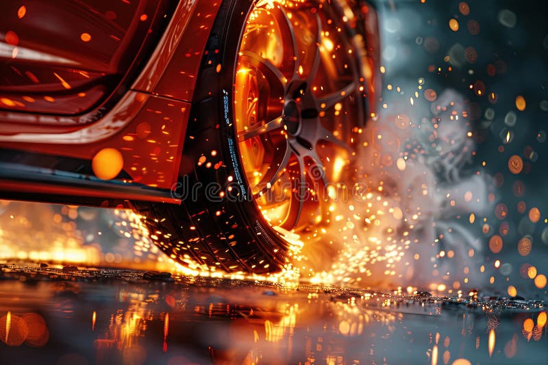 Sport Car S Brake Disc is Hot after Braking. Generative AI. Stock ...