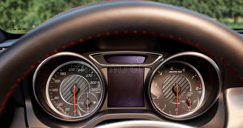 Car Speedometer and Sensors on a Control Panel Background, Car Elements ...