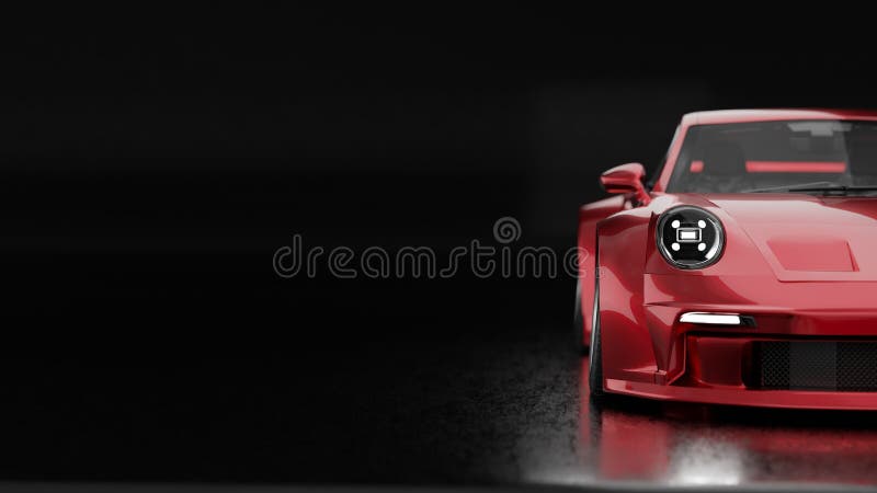 Sport Car in Studio Light with Dark Background - 3D Rendering Stock ...