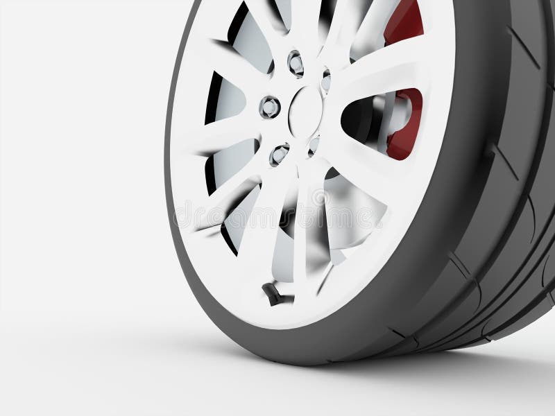 Sport car wheel rendered stock illustration. Illustration of shiny ...