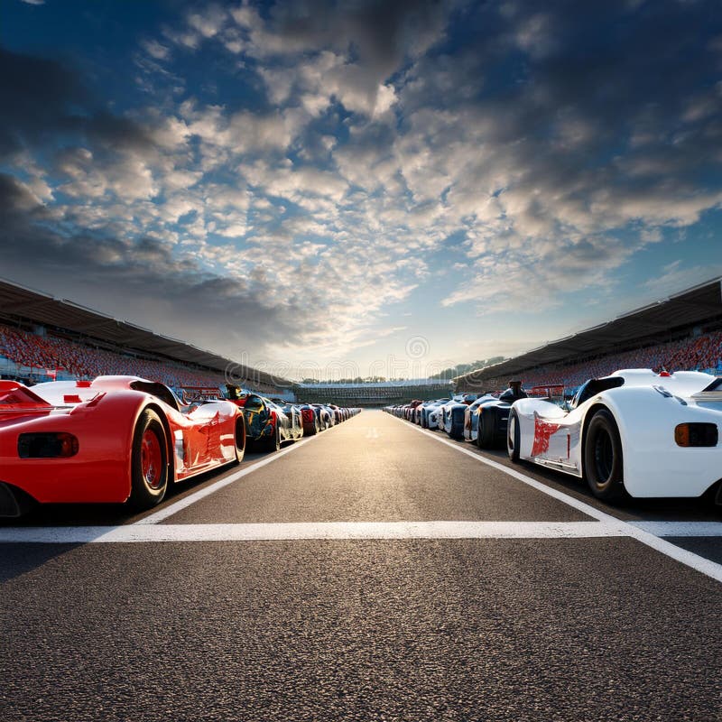 Sport Cars Aligned before the Race, AI Generated Stock Illustration ...