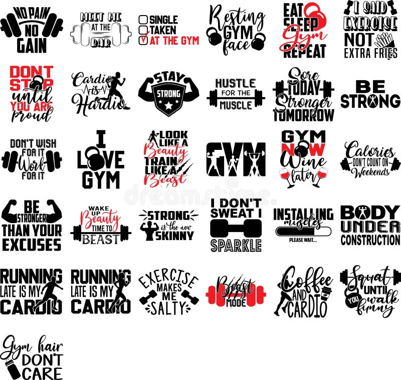 Set of Gym Quotes. Sport Citations Vector Stock Vector - Illustration ...
