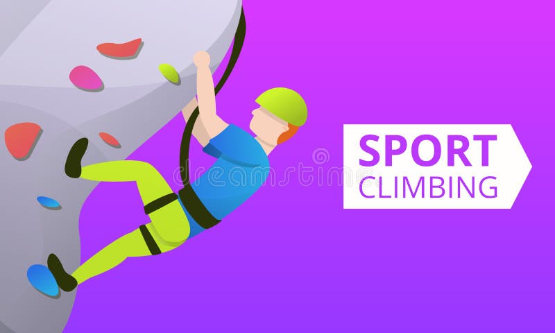 Sport Climbing Concept Banner, Cartoon Style Stock Vector ...