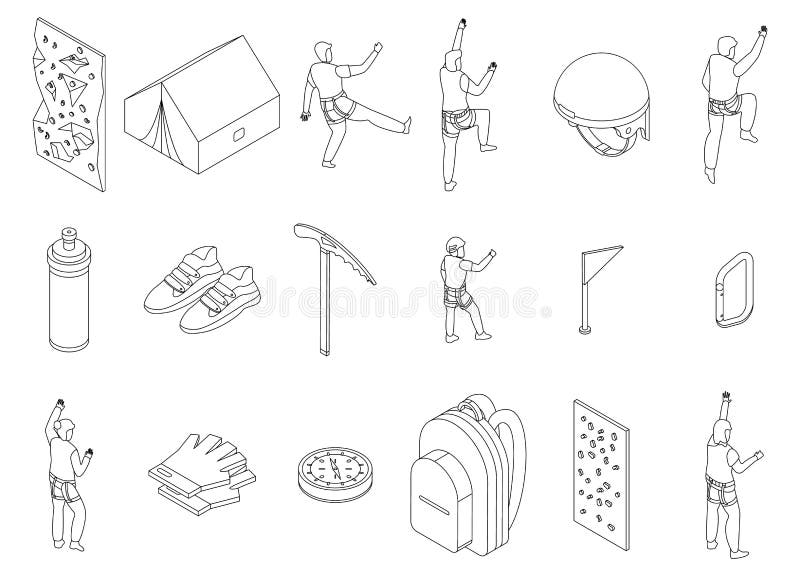 Sport Climbing Icons Set Vector Outline Stock Illustration ...
