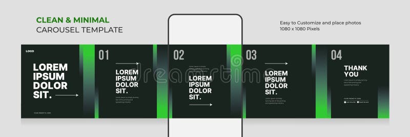 Sleek Five-Panel Carousel for Professional Digital Presentations Stock ...