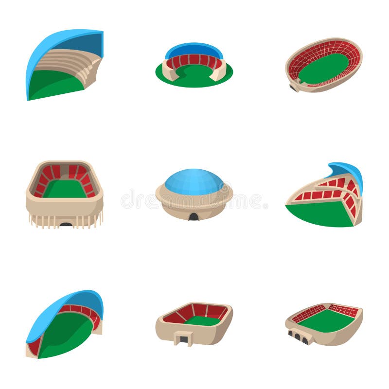 Sport Complex Icons Set, Cartoon Style Stock Vector - Illustration of ...