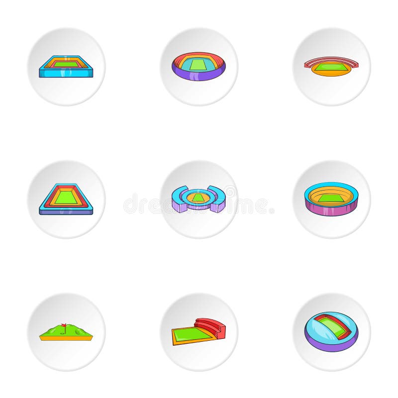 Sport Complex Icons Set, Cartoon Style Stock Vector - Illustration of ...