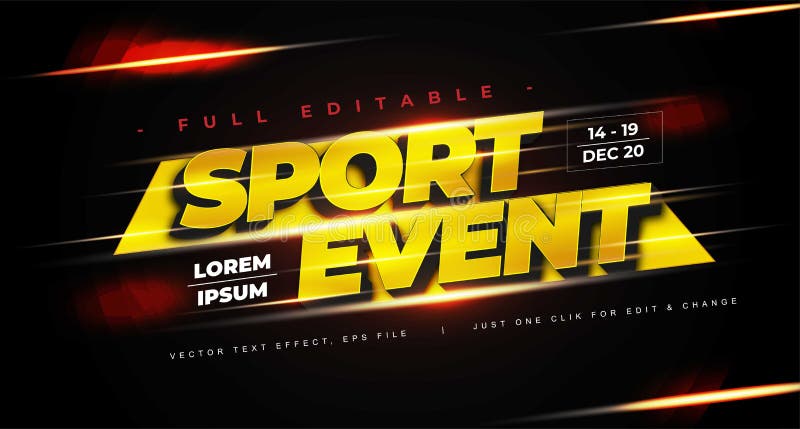 Sport Event Text Effect Design Editable Vector, Light Effect Theme ...