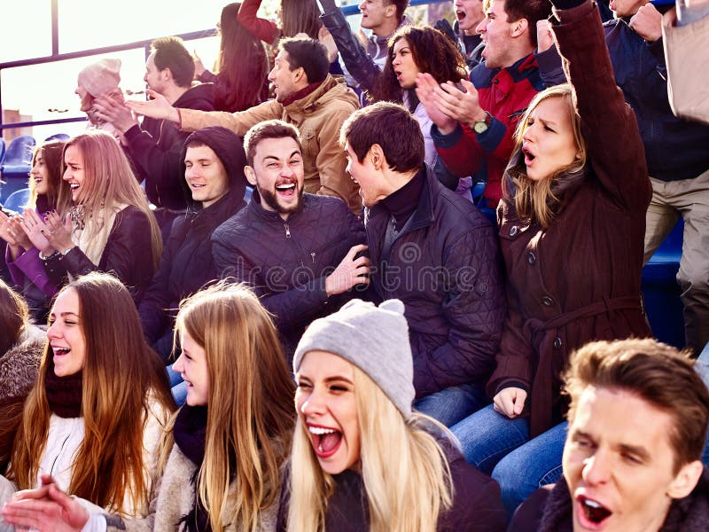 Sport Fans Clapping and Singing on Tribunes Stock Photo - Image of ...