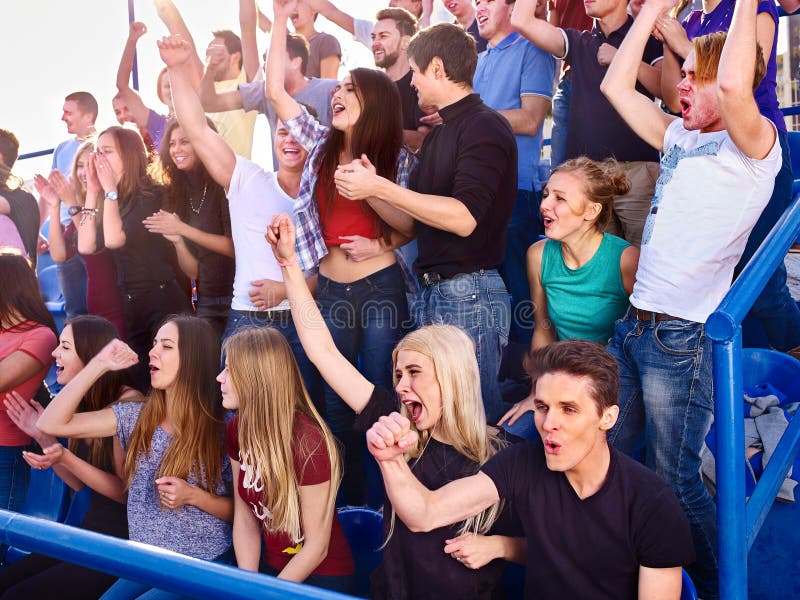 Sport Fans Clapping and Singing on Tribunes. Stock Photo - Image of ...