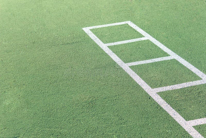 Sport Field with Green Artificial Grass and White Squares Stock Photo ...