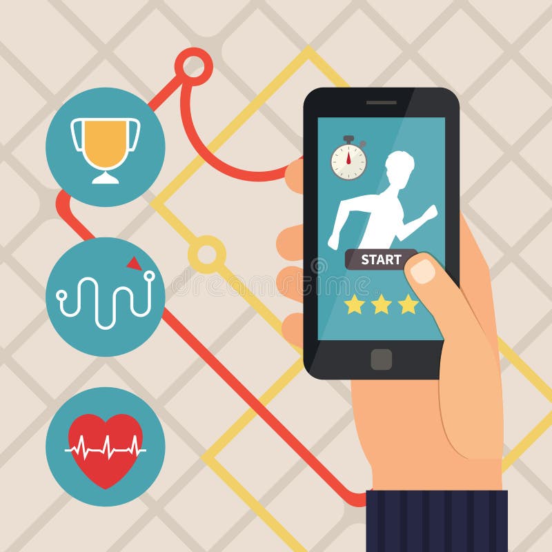 Fitness Tracker, Sports App User Interface. Running Man Vector ...