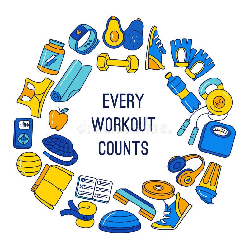 Sport, Fitness, Functional Training Background Seamless Doodle Border ...