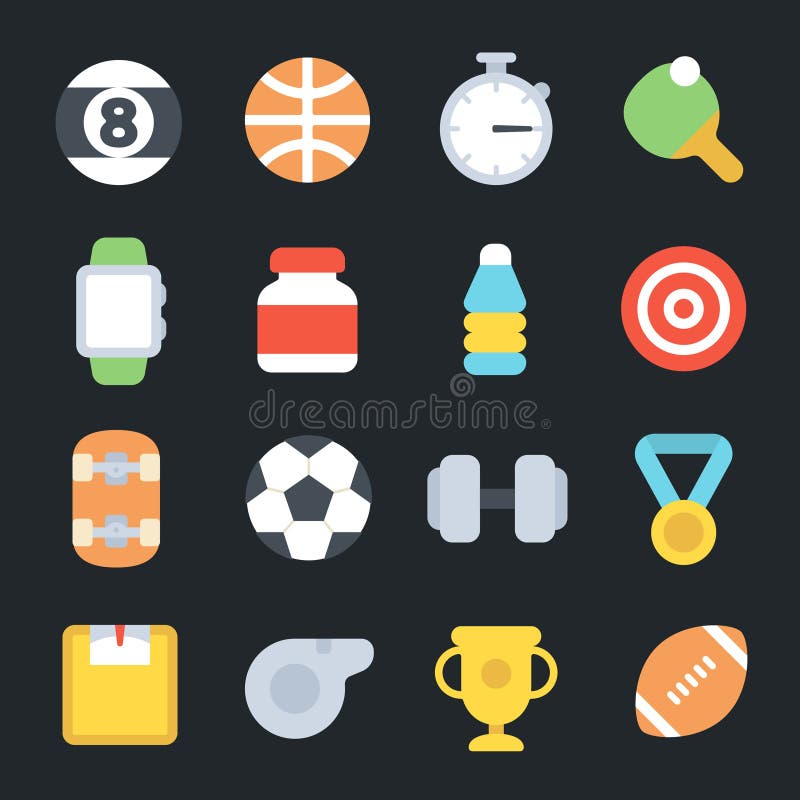 Sport Flat Icons stock vector. Illustration of achievement - 67309826