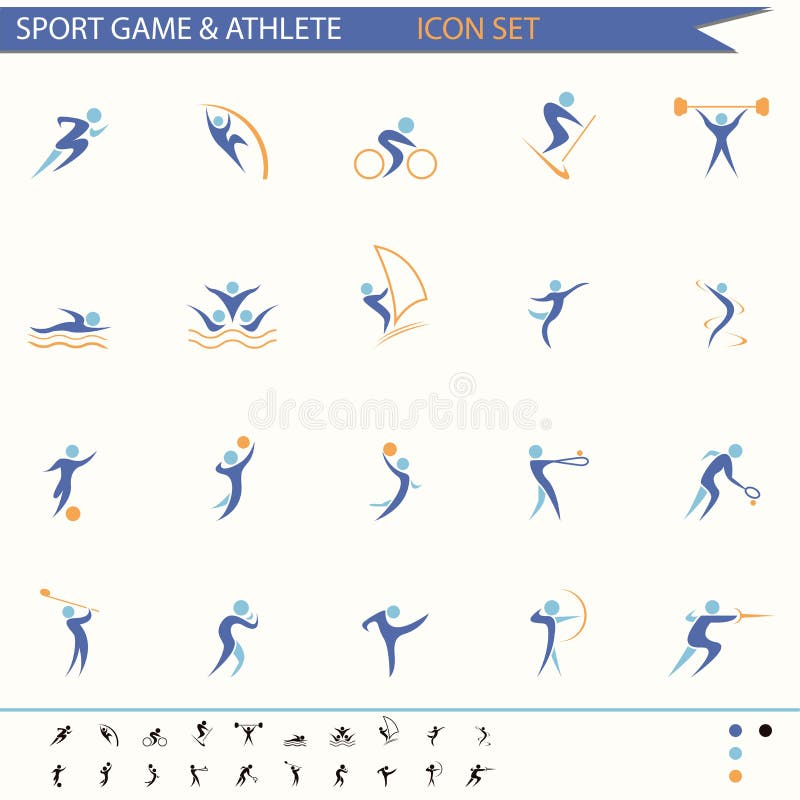 Sport Game and Athlete Icon Set - Vector Stock Vector - Illustration of ...