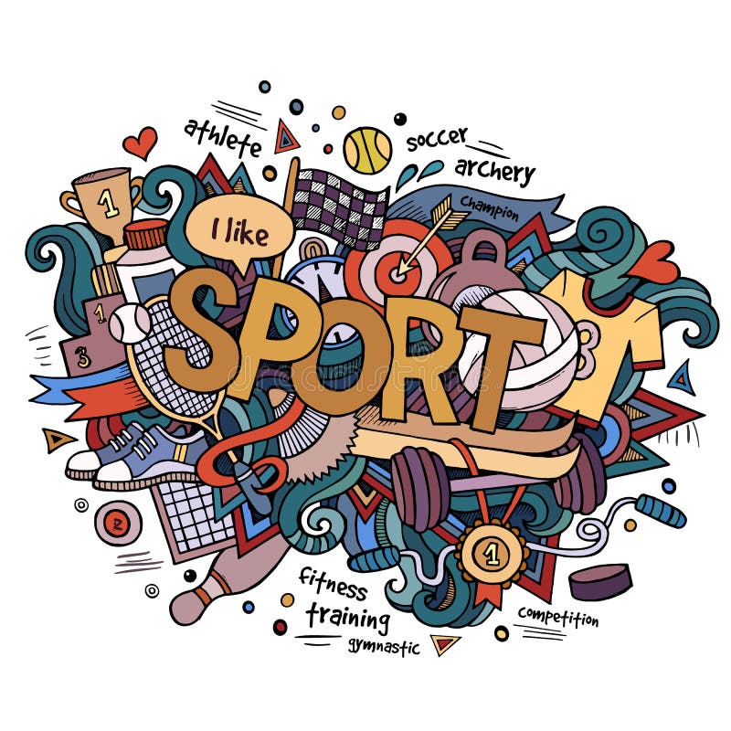 Sport Hand Lettering And Doodles Elements Stock Vector - Illustration ...