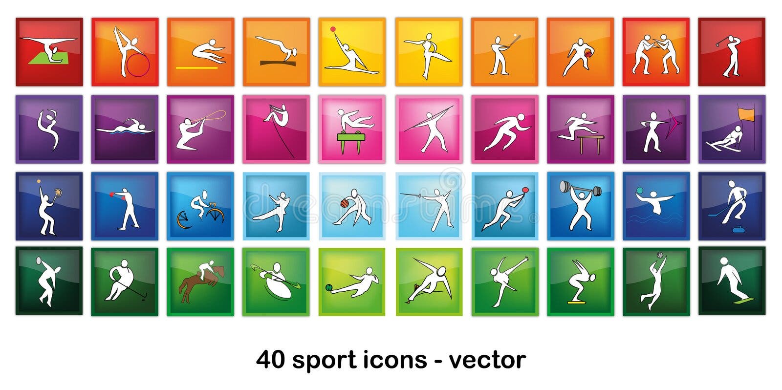 Summer Olympic Games icons stock vector. Illustration of athletics ...