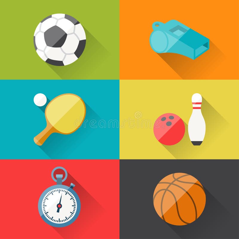 Sport Icons in Flat Design Style Stock Vector - Illustration of ...