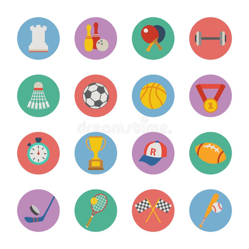 Circular Sports Icons Flat Design Vector Set. Stock Vector ...