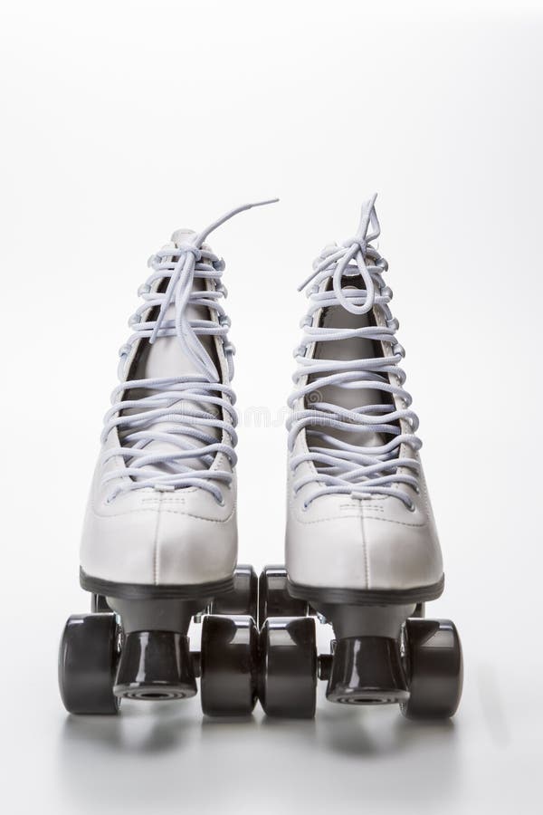 Sport Ideas. Pair of White Stylish Roller Skates on White Background ...