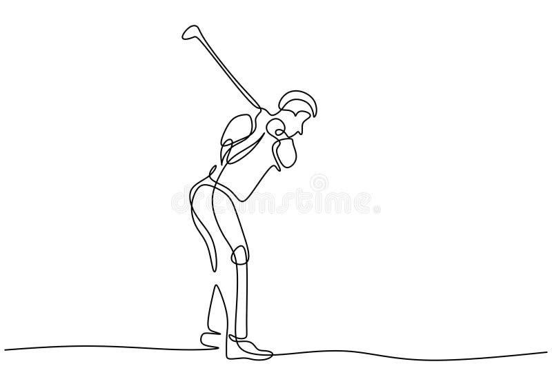 Golf Player One Line Drawing. Continuous Golfer Illustration Vector ...