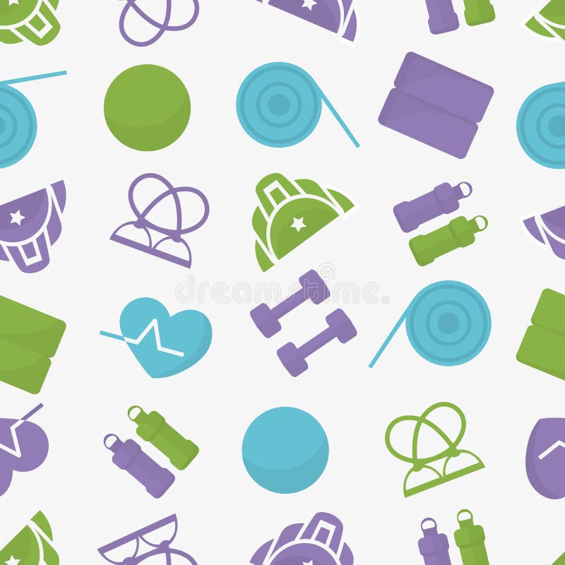 Sport Inventory Seamless Pattern. Stock Vector - Illustration of violet ...