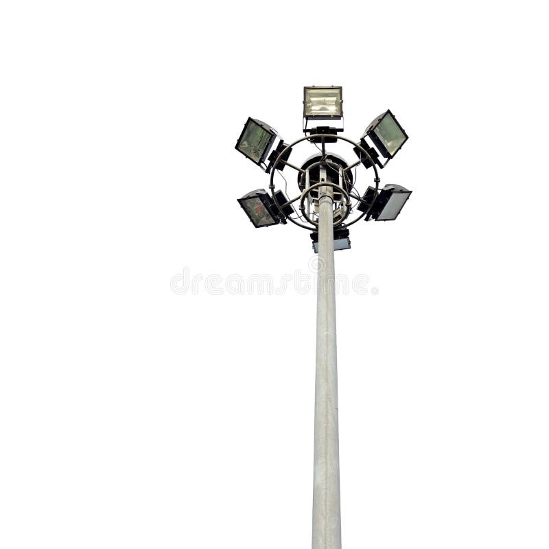 Sport Light Post Isolated on White Stock Image - Image of pole ...