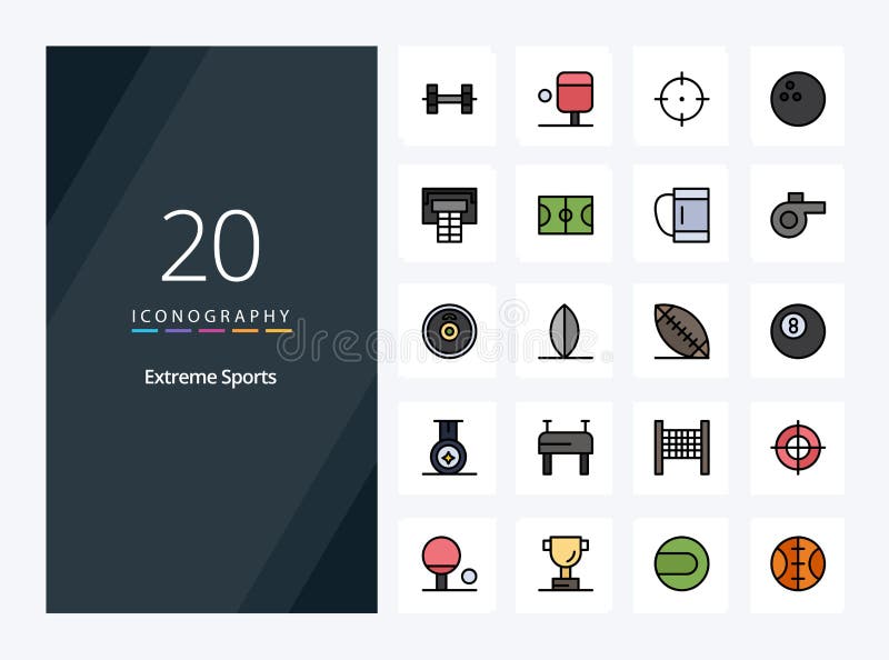 20 Sport Line Filled Icon for Presentation Stock Vector - Illustration ...