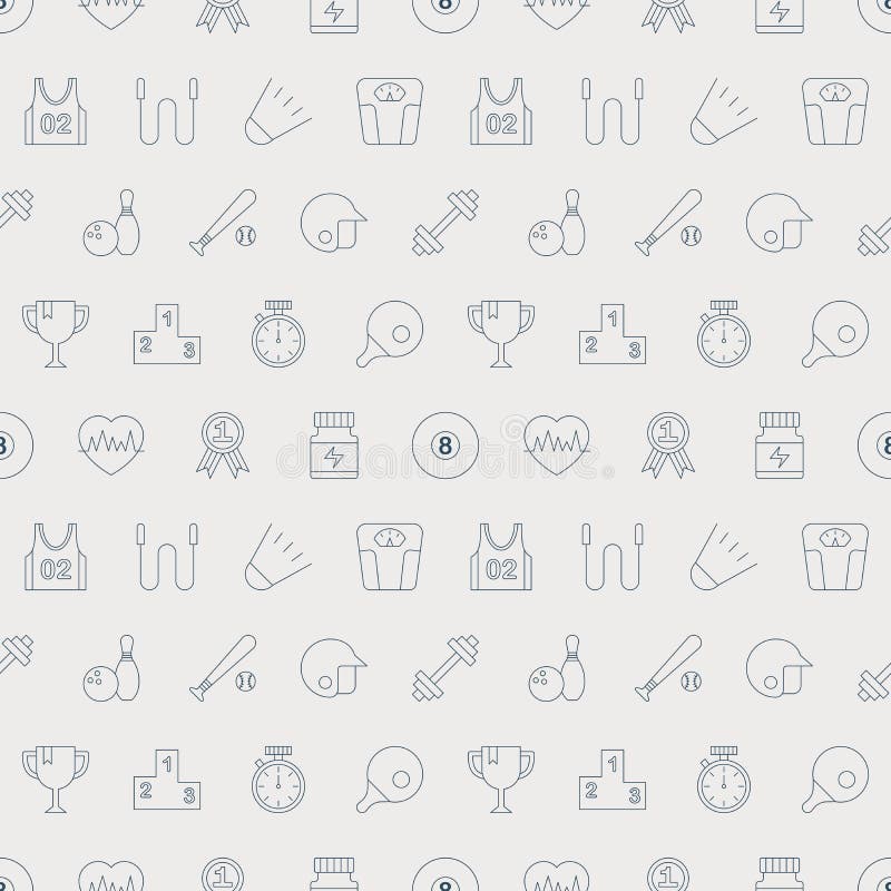 Sport Line Icon Pattern Set Stock Vector - Illustration of flat ...
