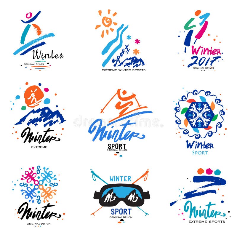 Sport, Logo Et Illustration D'hiver Illustration de Vecteur ...