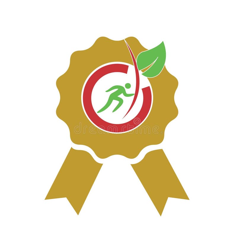 Sport Man Green Running Medal Logo and Icon Stock Vector - Illustration ...